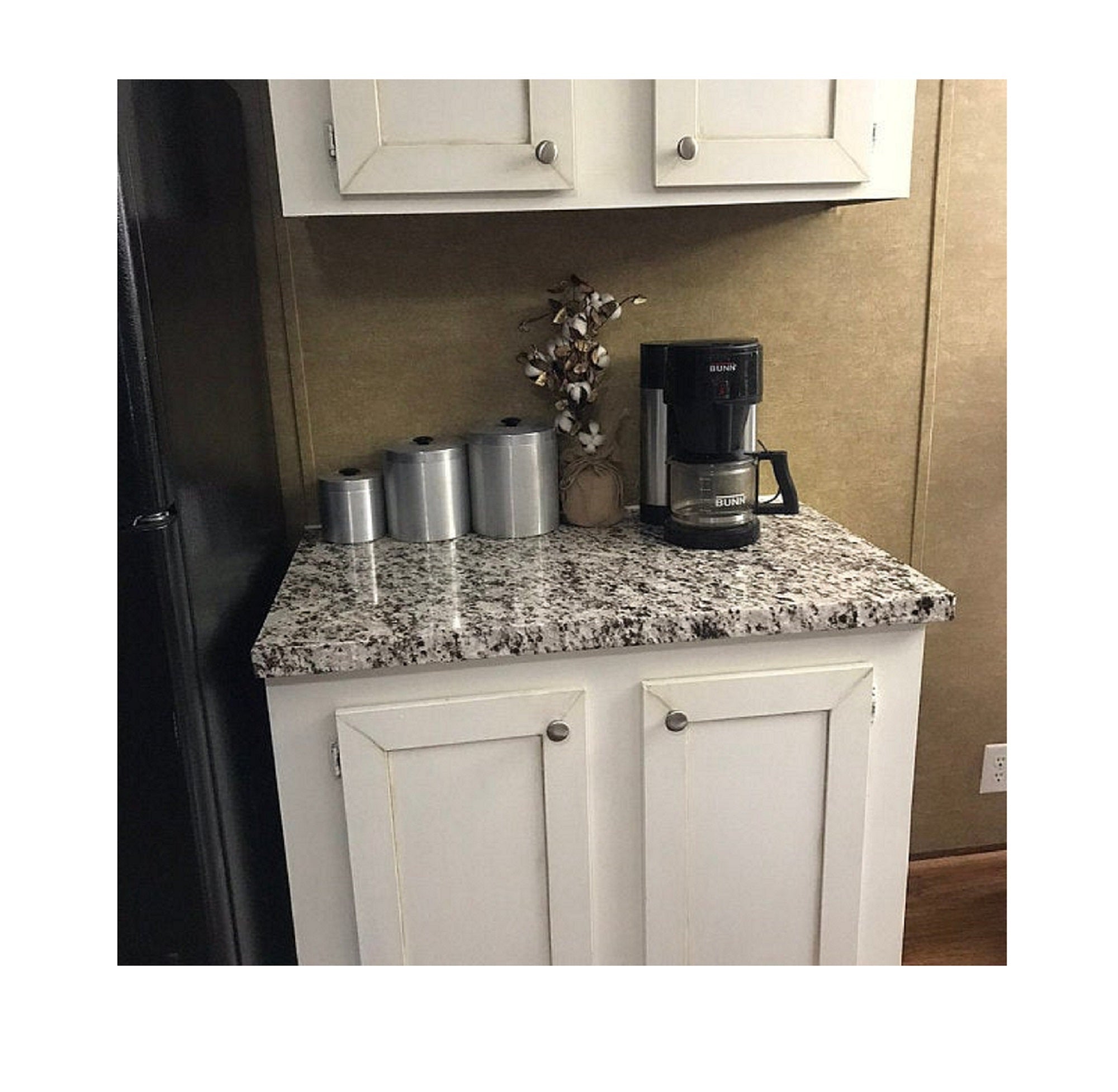 White Black Granite Peel and Stick Countertop Vinyl Cover Waterproof L ...