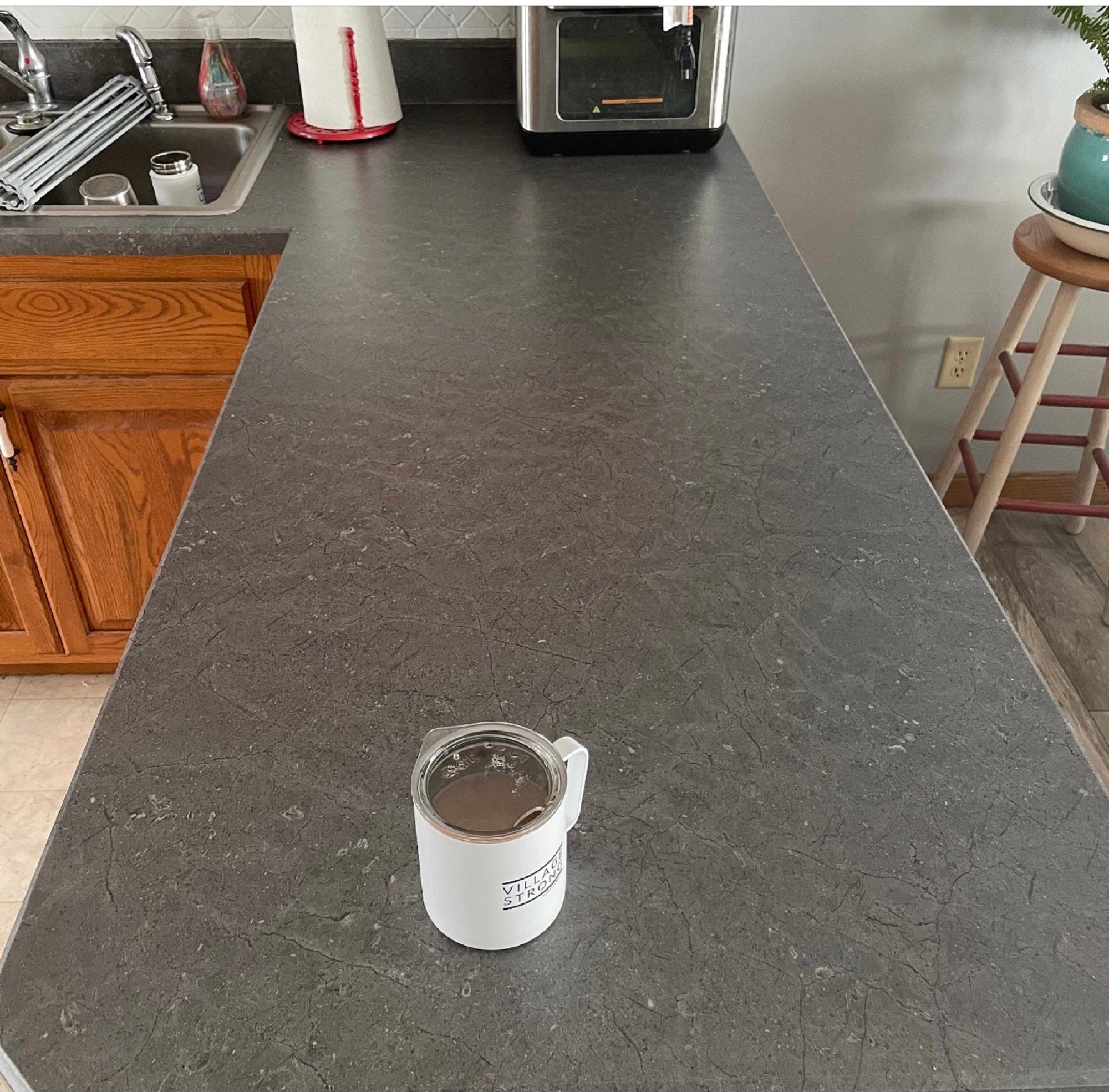 Ezfauxdecor Matte Gray Soapstone Waterproof Peel and Stick Countertop ...