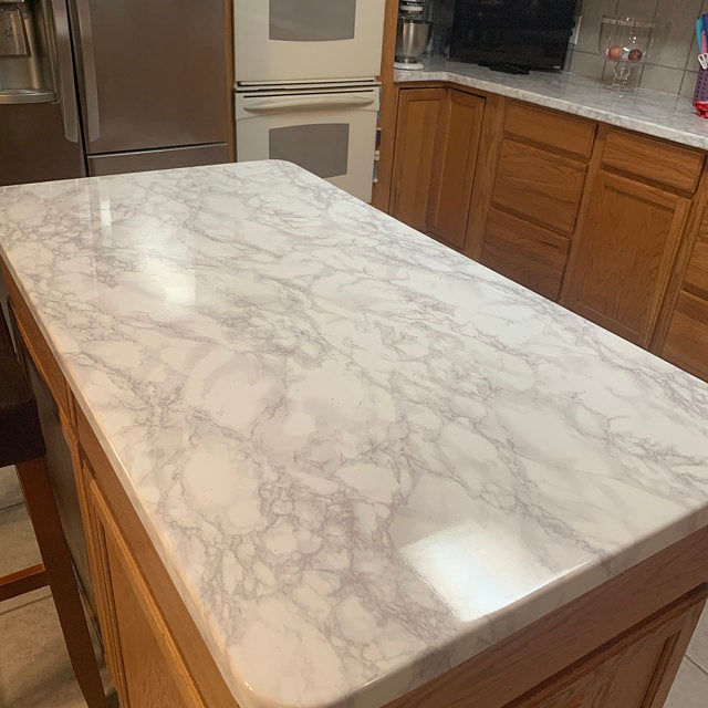 White Marble Peel and Stick Countertop Vinyl Wrap Home and Kitchen Rem ...