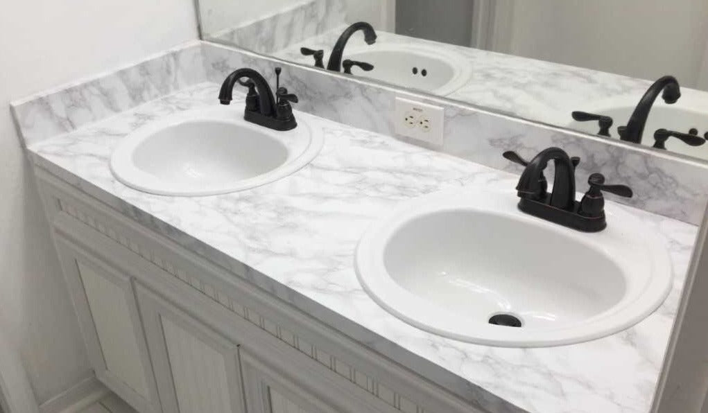 White Marble Peel and Stick Vinyl Countertop Wrap for Home and Kitchen ...
